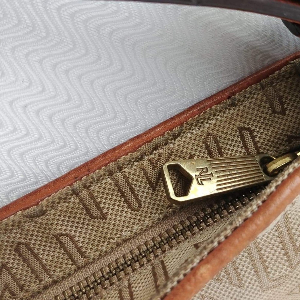 Rll Logo Tan Pocket Book Purse Ralph Lauren - Gem